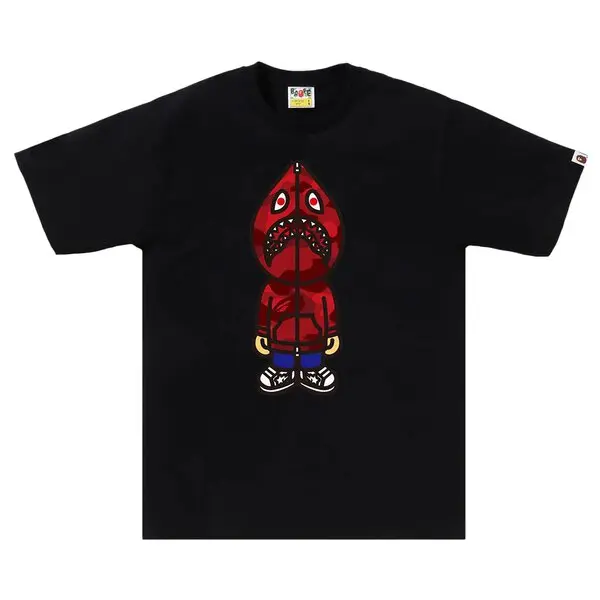 A BATHING APE Color Camo Classic Milo Shark Tee /red - Black