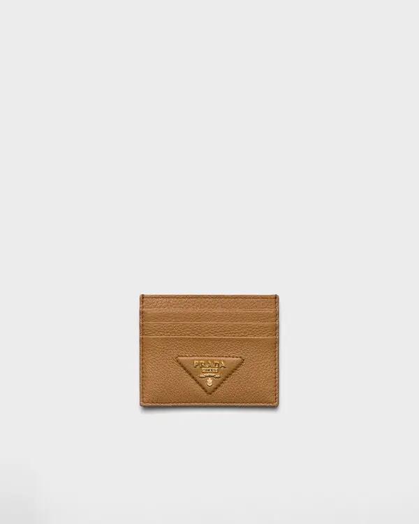Prada Leather Card Holder - Caramel