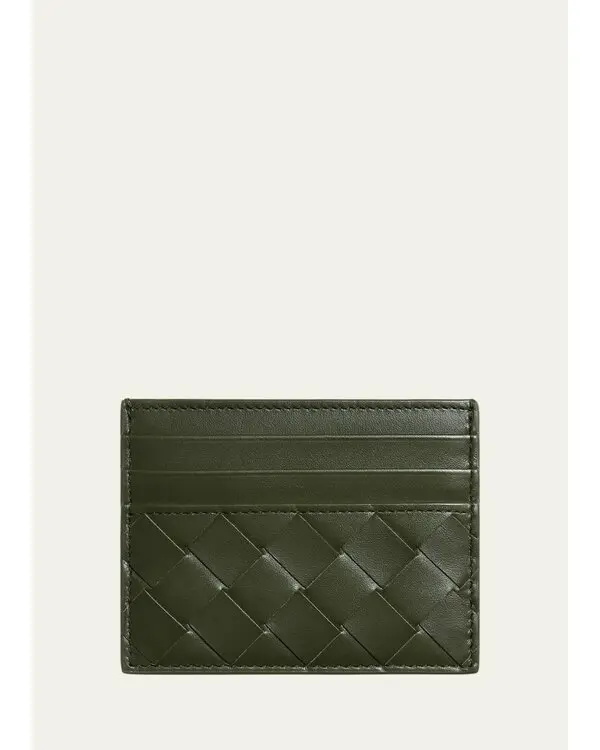 Bottega Veneta Intrecciato 15 Leather Card Holder - Green