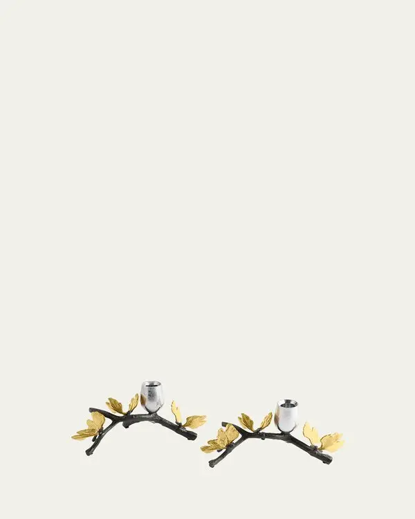 Michael Aram Butterfly Ginkgo Candleholders Low S/2 - Assorted