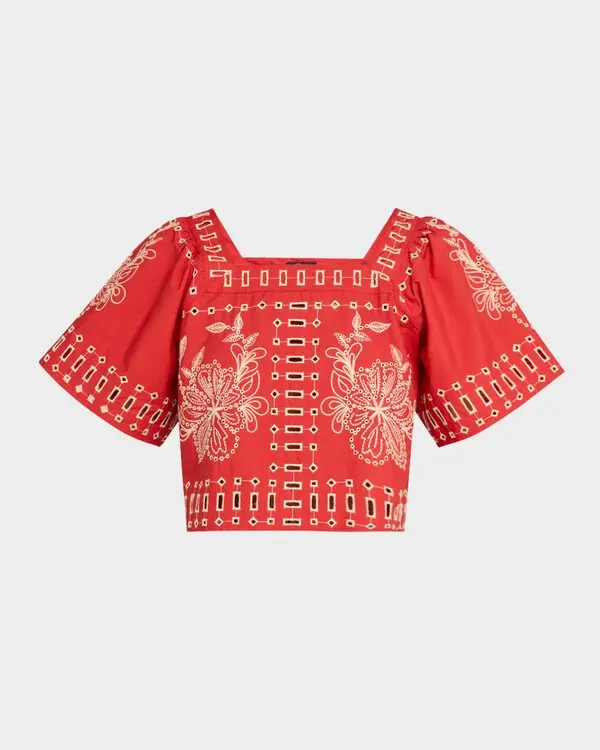 Rails Laine Embroidered Cotton Poplin Blouse