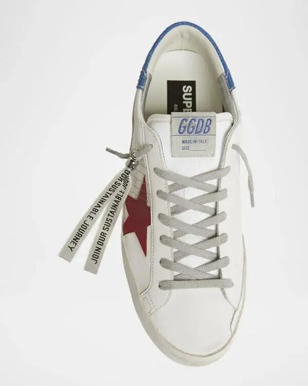 GOLDEN GOOSE Super-star Bio-based Low-top Sneakers - White/red/blue