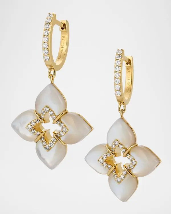Roberto Coin 18k Yellow Gold Venetian Princess Diamond And Gemstone Drop Earrings - Mother Of Pearl