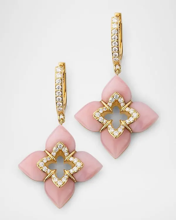 Roberto Coin 18k Yellow Gold Venetian Princess Diamond And Gemstone Drop Earrings - Pink Opal