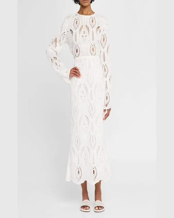 JBQ Kenzie Eyelet-embroidered Maxi Skirt