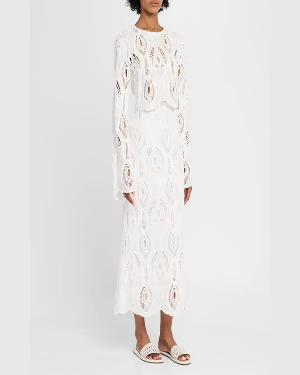 JBQ Kenzie Eyelet-embroidered Maxi Skirt
