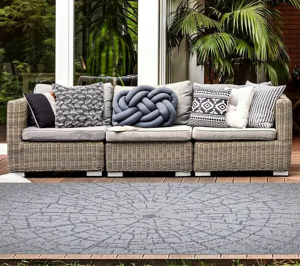LINON Home Indoor Outdoor Reverb Area Patio Rug 6'6' X 9'6 - One-color
