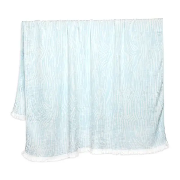 JOHN ROBSHAW Daasu Zebra Print Stonewashed Cotton Throw - Light Indigo