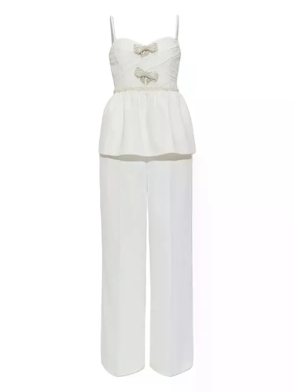 SELF-PORTRAIT Bow-detailing Jumpsuit - White