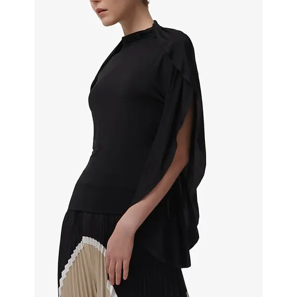 LEEM Cape-sleeve Fitted Stretch-jersey Top