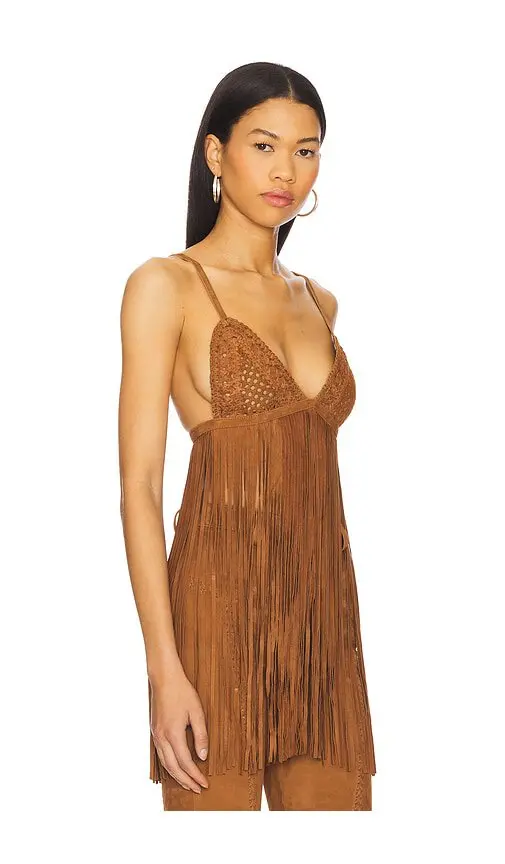Retrofete Jacinta Suede Fringe Bra