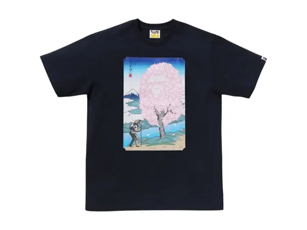 A BATHING APE Japan Sakura Tee Shirt - Navy Blue