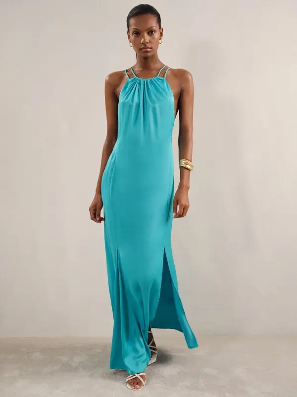 sachin and babi light blue dress Women's Silk Lace Slip Dress in Black