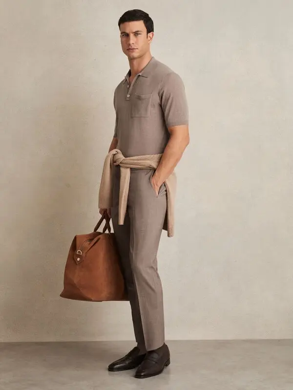 REISS Nelson Patch Pocket Knit Polo Shirt