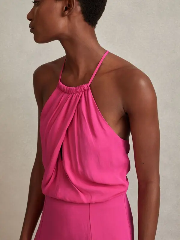 REISS Elliana Drape Front Midi Dress