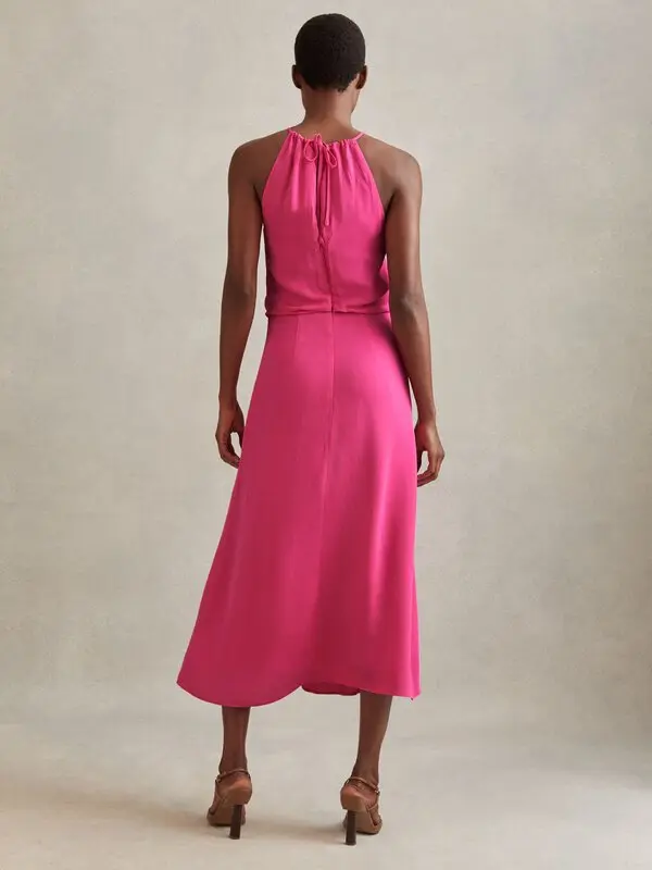 REISS Elliana Drape Front Midi Dress