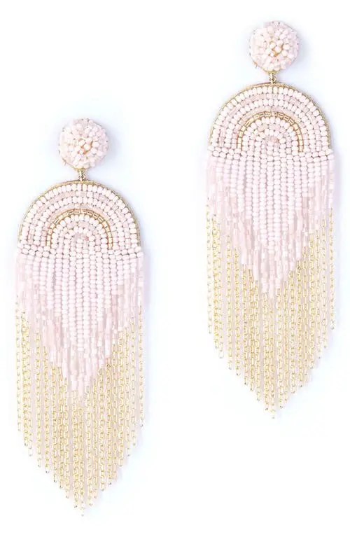 Deepa Gurnani Circe Beaded Fringe Drop Earrings - Baby Pink