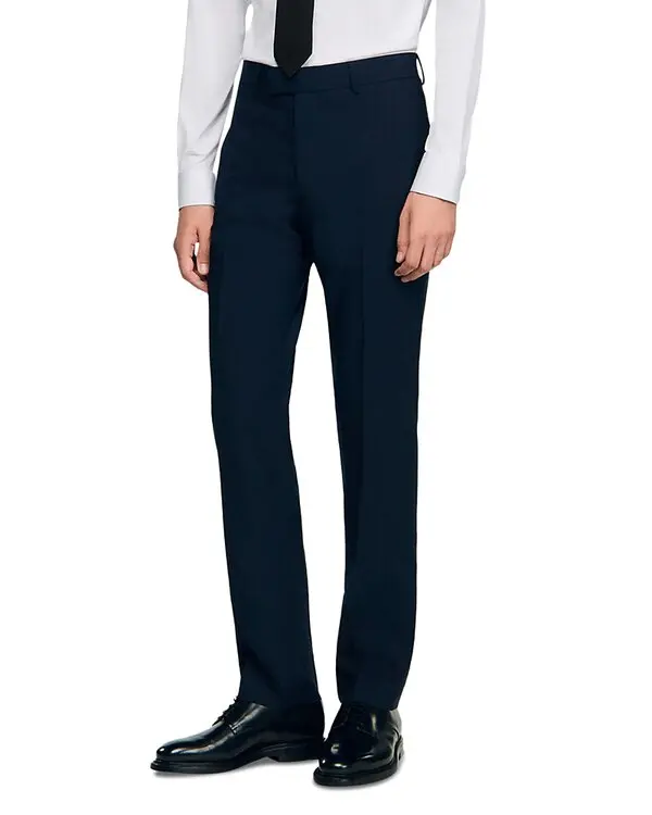 Sandro Wool Suit Trousers - Navy Blue