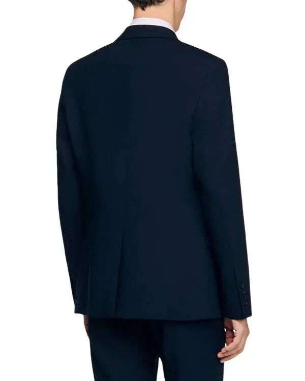 Sandro Wool Suit Jacket Blazer - Navy Blue