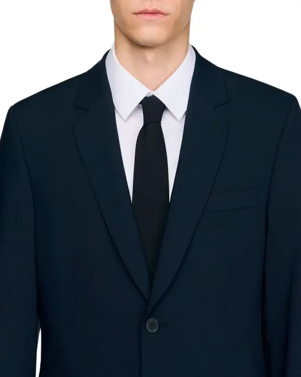 Sandro Wool Suit Jacket Blazer - Navy Blue