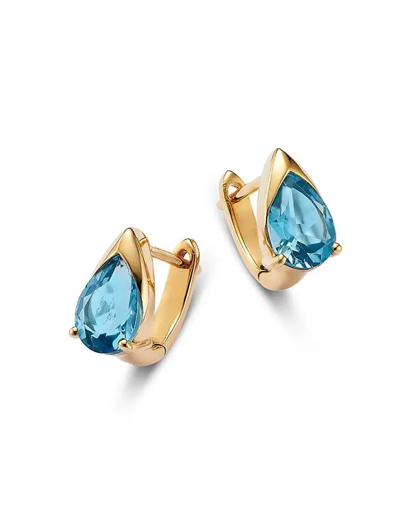 Bloomingdale'S London Pear Huggie Hoop Earrings In 14k Yellow Gold - Blue Topaz