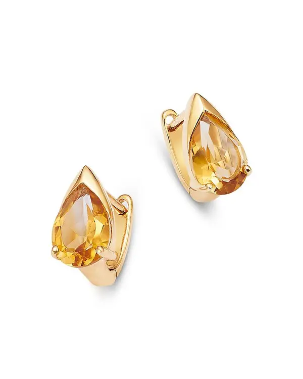 Bloomingdale'S London Pear Huggie Hoop Earrings - Citrine