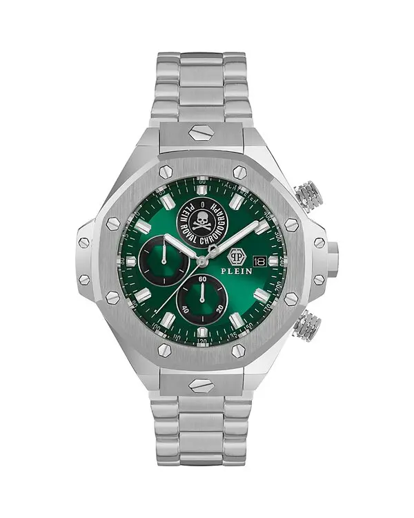 Philipp Plein Plein Royal Chronograph, 46mm - Green/silver