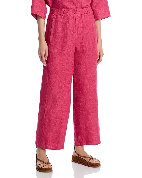 Eileen Fisher Linen Wide Ankle Pants - Geran