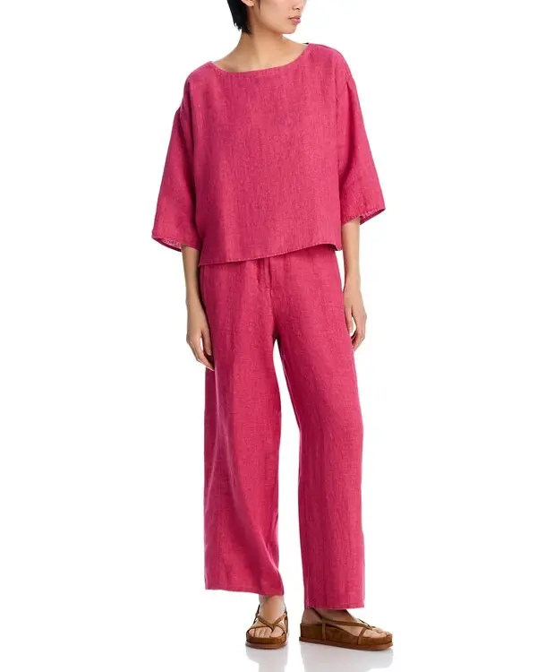 Eileen Fisher Linen Wide Ankle Pants - Geran