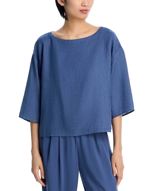 Eileen Fisher Linen Boat Neck Top