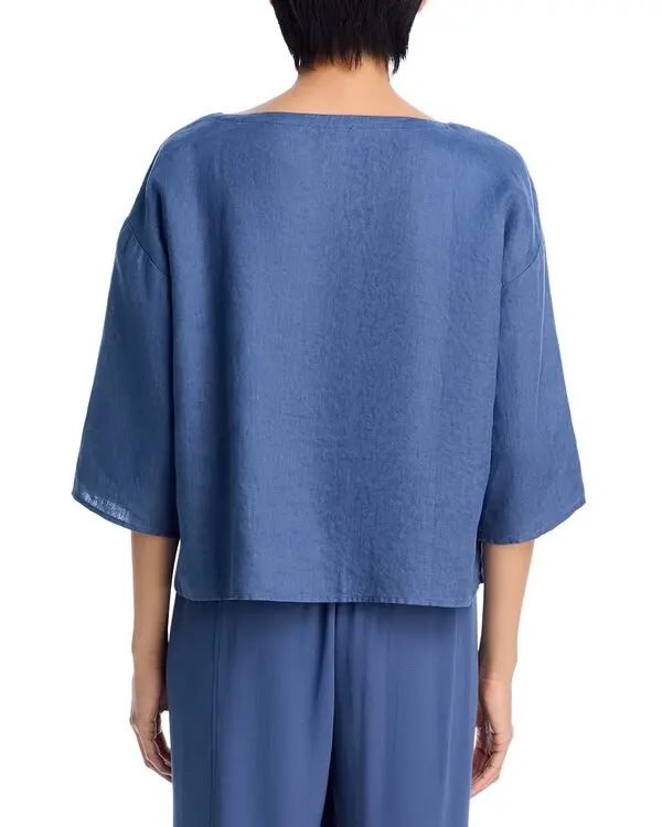 Eileen Fisher Linen Boat Neck Top