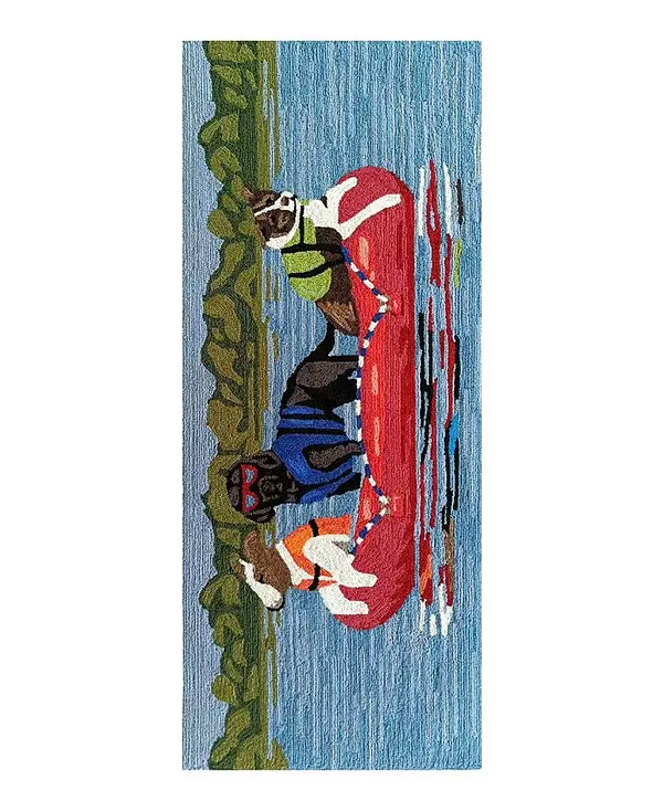 LIORA MANNE Frontporch Rafting Dogs Runner Area Rug, 2' X 5 - Multi