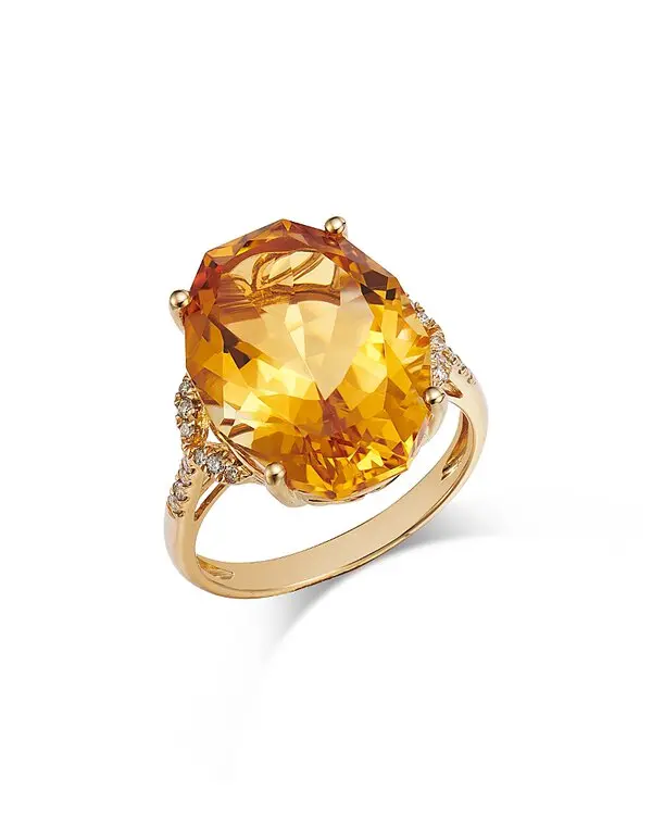 Bloomingdale'S Citrine & Diamond Statement Ring - Orange/gold
