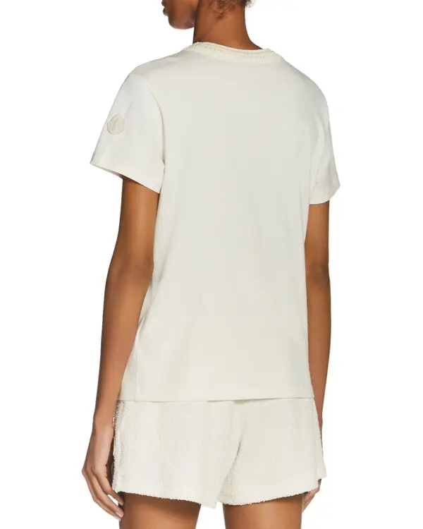 Moncler Crocheted Neck Tee - Natural