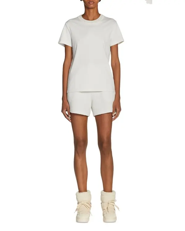 Moncler Crocheted Neck Tee - Natural