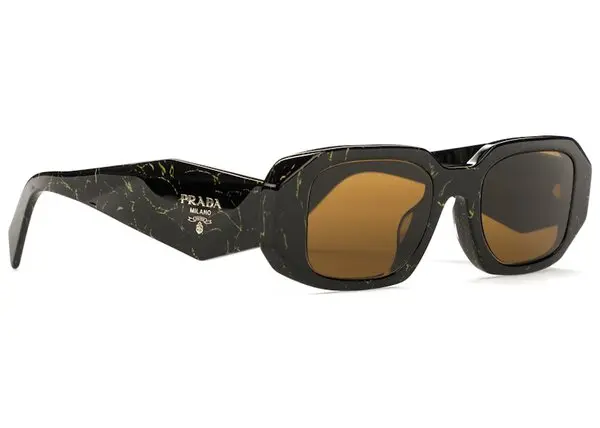 Prada Sunglasses Pr 17wsf/19d01t51 - Black/yellow Marble/dark Brown (pr17wsf