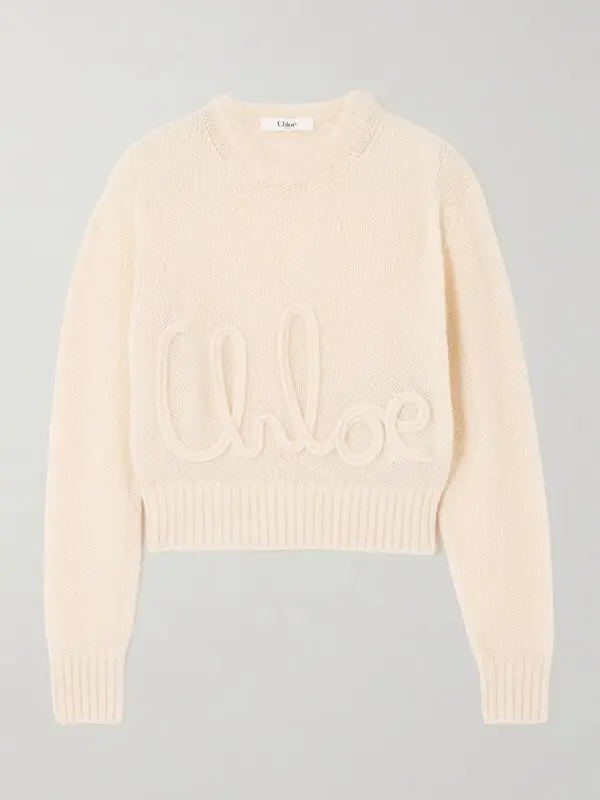 Chloé Embroidered Alpaca And Silk-blend Sweater
