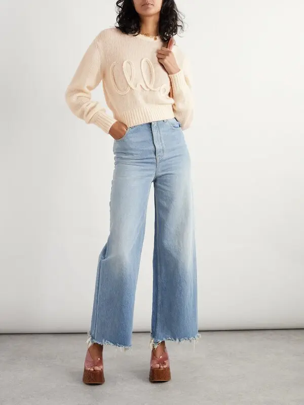 Chloé Embroidered Alpaca And Silk-blend Sweater
