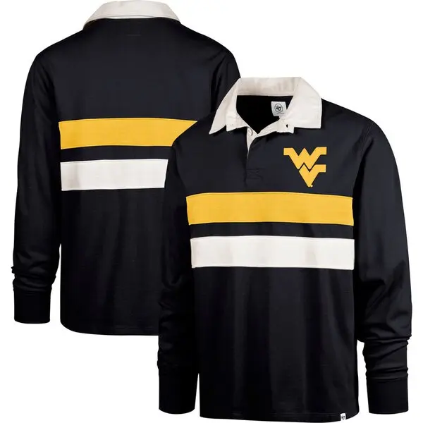 '47 West Virginia Mountaineers Clubhouse Knox Thames Long Sleeve Rugby Polo - Navy