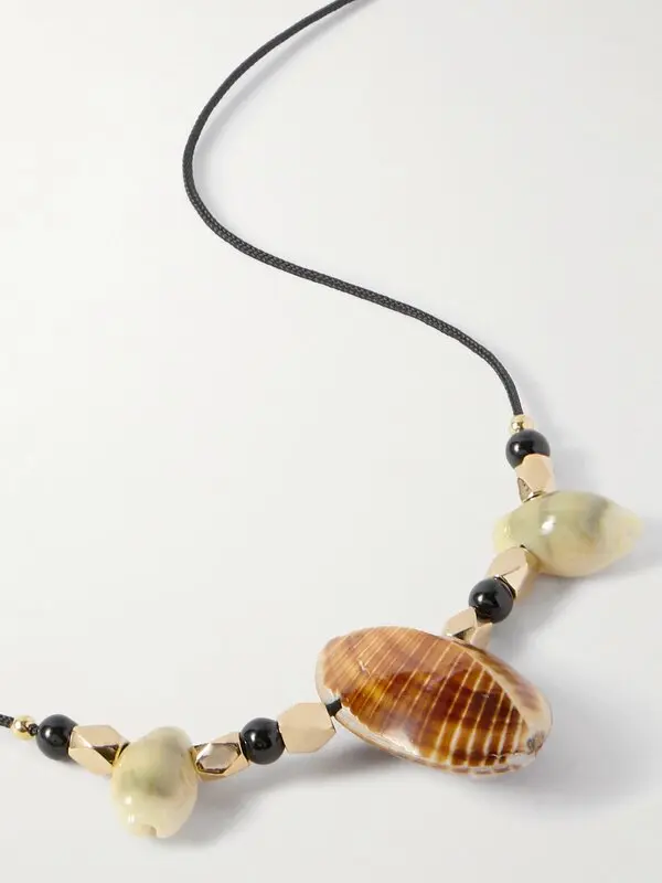 Isabel Marant Gold-tone, Agate, Shell And Cord Necklace
