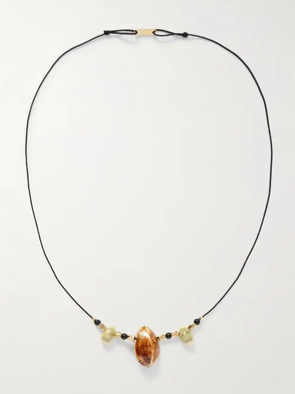 Isabel Marant Gold-tone, Agate, Shell And Cord Necklace