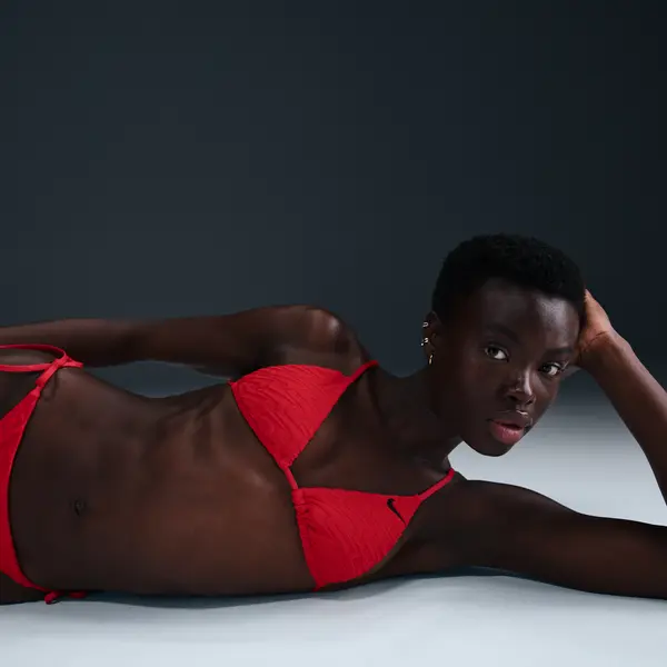 Nike Terry Texture Triangle Bikini Top - Red