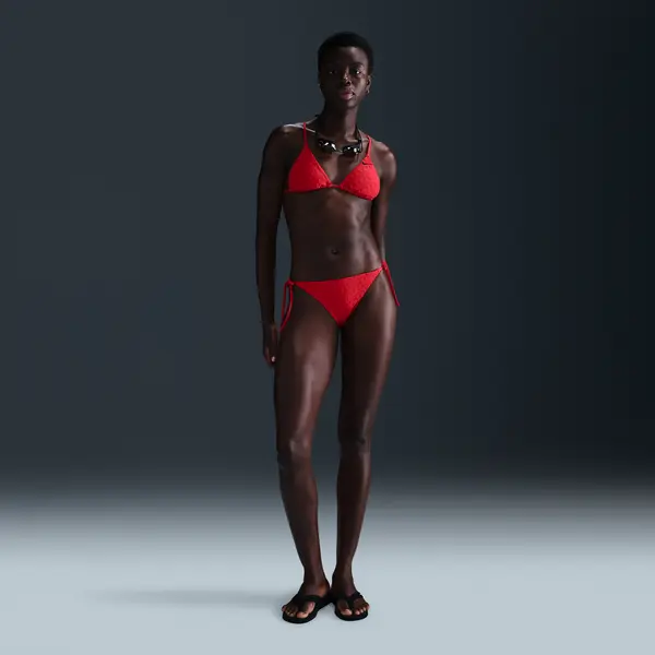 Nike Terry Texture Triangle Bikini Top - Red