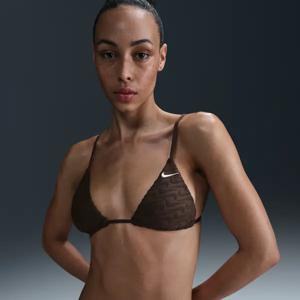 Nike Swoosh Link Terry Triangle Bikini Top - Brown