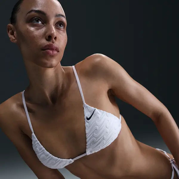 Nike Terry Texture Triangle Bikini Top - White