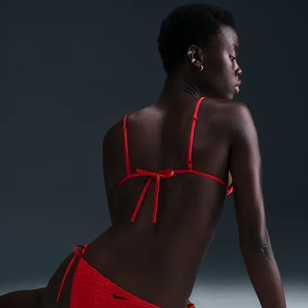 Nike Terry Texture Tie String Bikini Bottom - Red