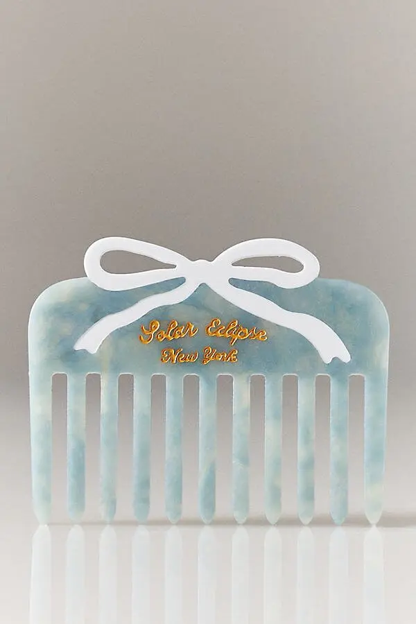 SOLAR ECLIPSE Handpated Pocket Comb - Baby Blue Bow