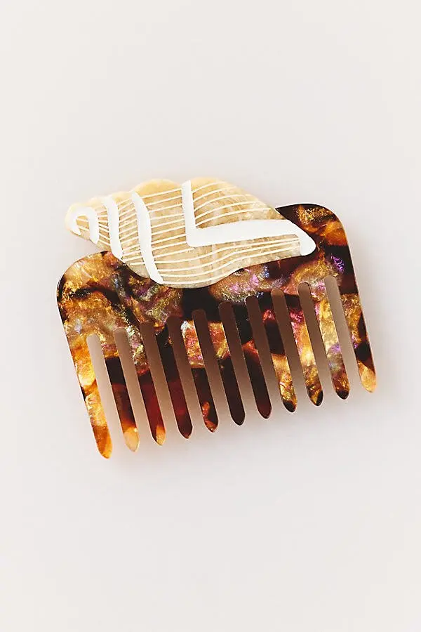 SOLAR ECLIPSE Handpated Pocket Comb - Conch Shell