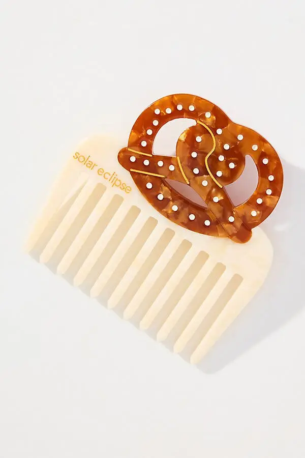SOLAR ECLIPSE Handpated Pocket Comb - Pretzel