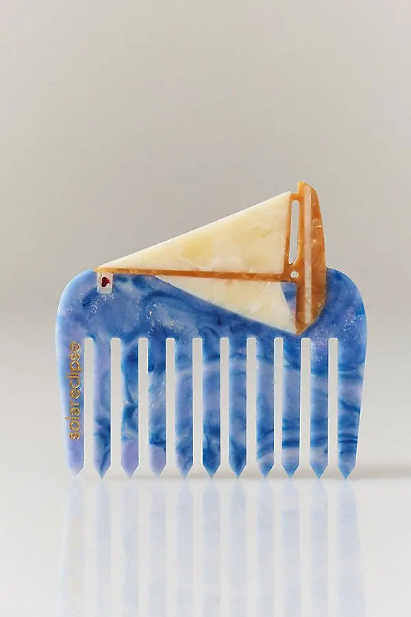 SOLAR ECLIPSE Handpated Pocket Comb - Sail Boat